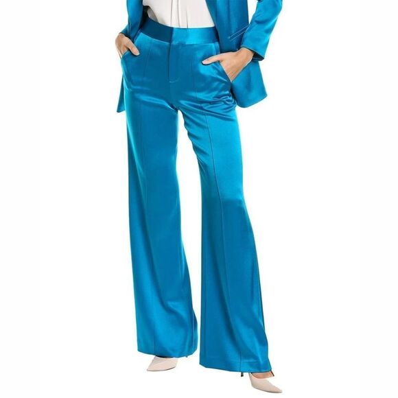 Alice + Olivia | Pants & Jumpsuits | Alice Olivia Dylan Blue Satin Wide ...